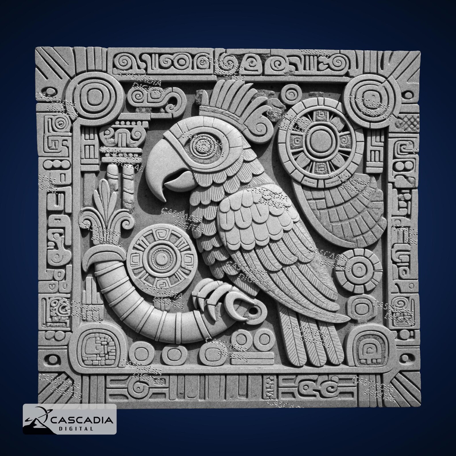 Macaw Aztec - Laser Engrave 4K PNG Image, Depth Map, Exact-outline Cut ...