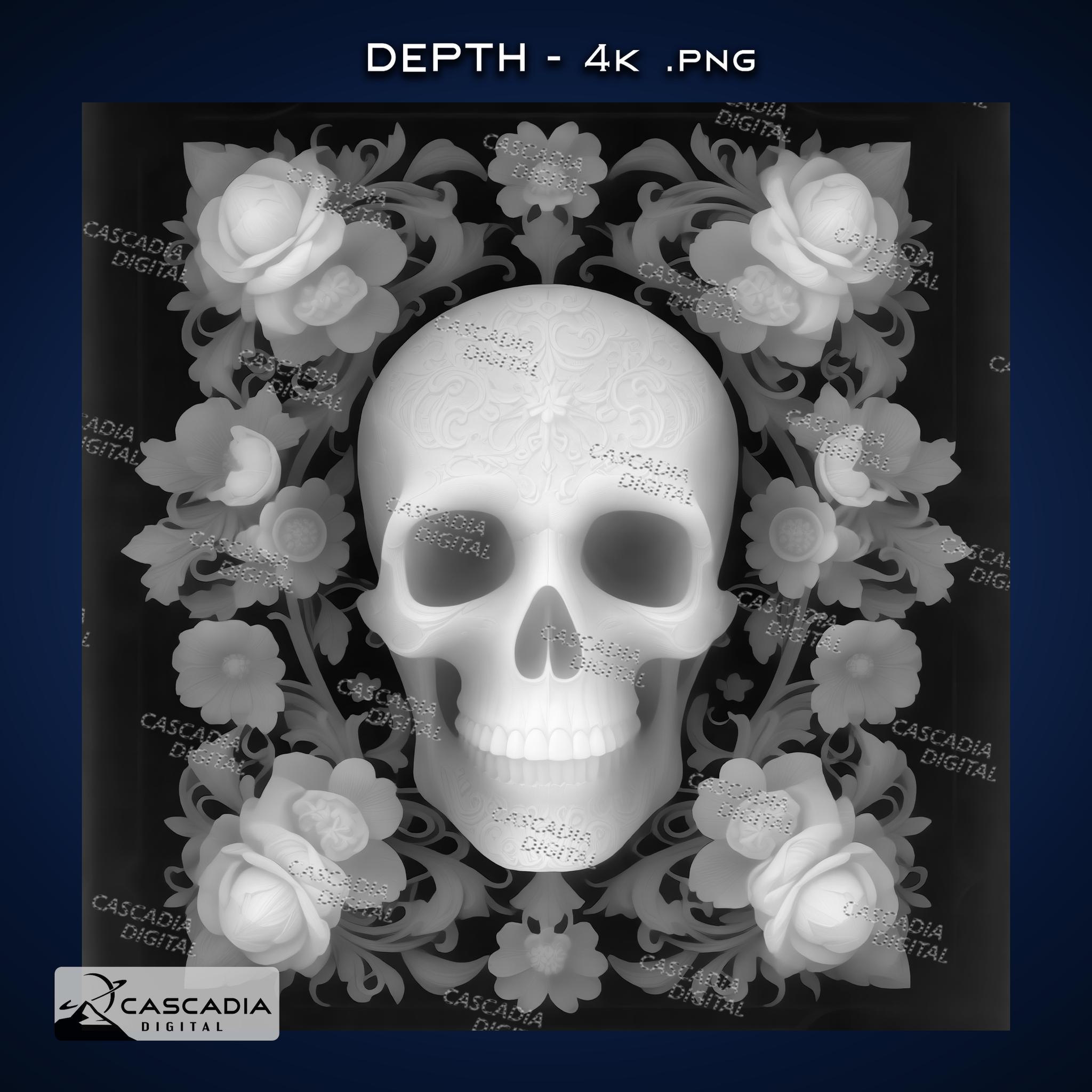 Skull Flowers - Laser PNG and Depth Map for Glowforge and Lightburn - Etsy