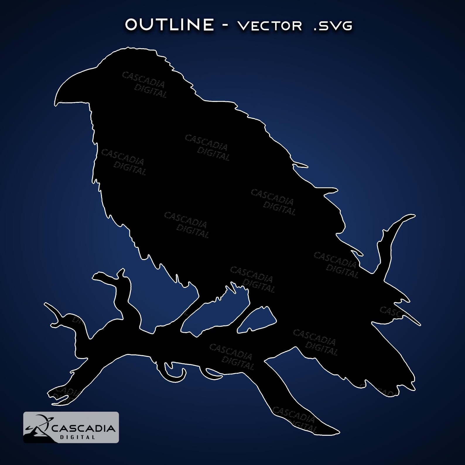 Raven Perched - Laser PNG, Depth Map, and SVG for Glowforge and ...
