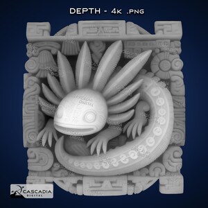 Axolotl Aztec - Laser Engrave 4K PNG Image, Depth Map, Exact-outline ...