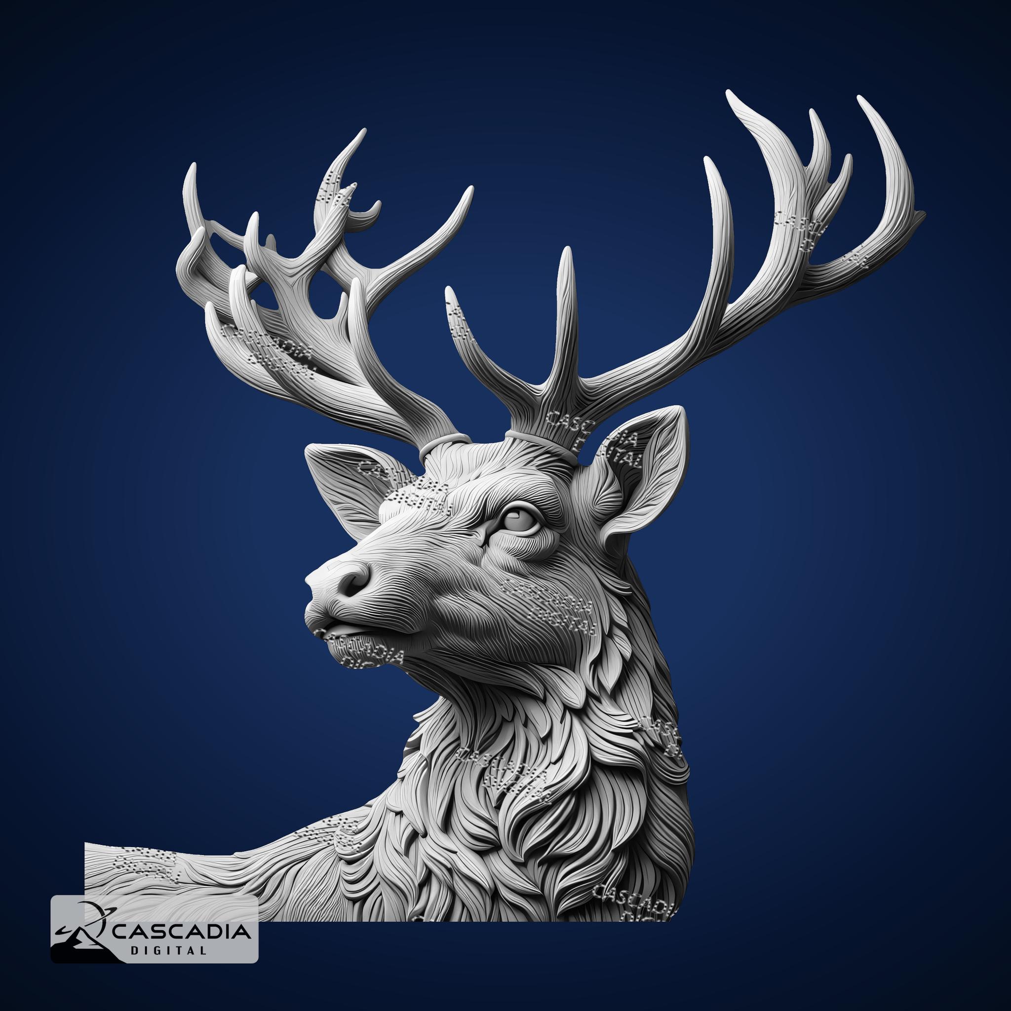 Deer Head - Laser Engrave 4K PNG Image, Depth Map, Exact-outline Cut ...