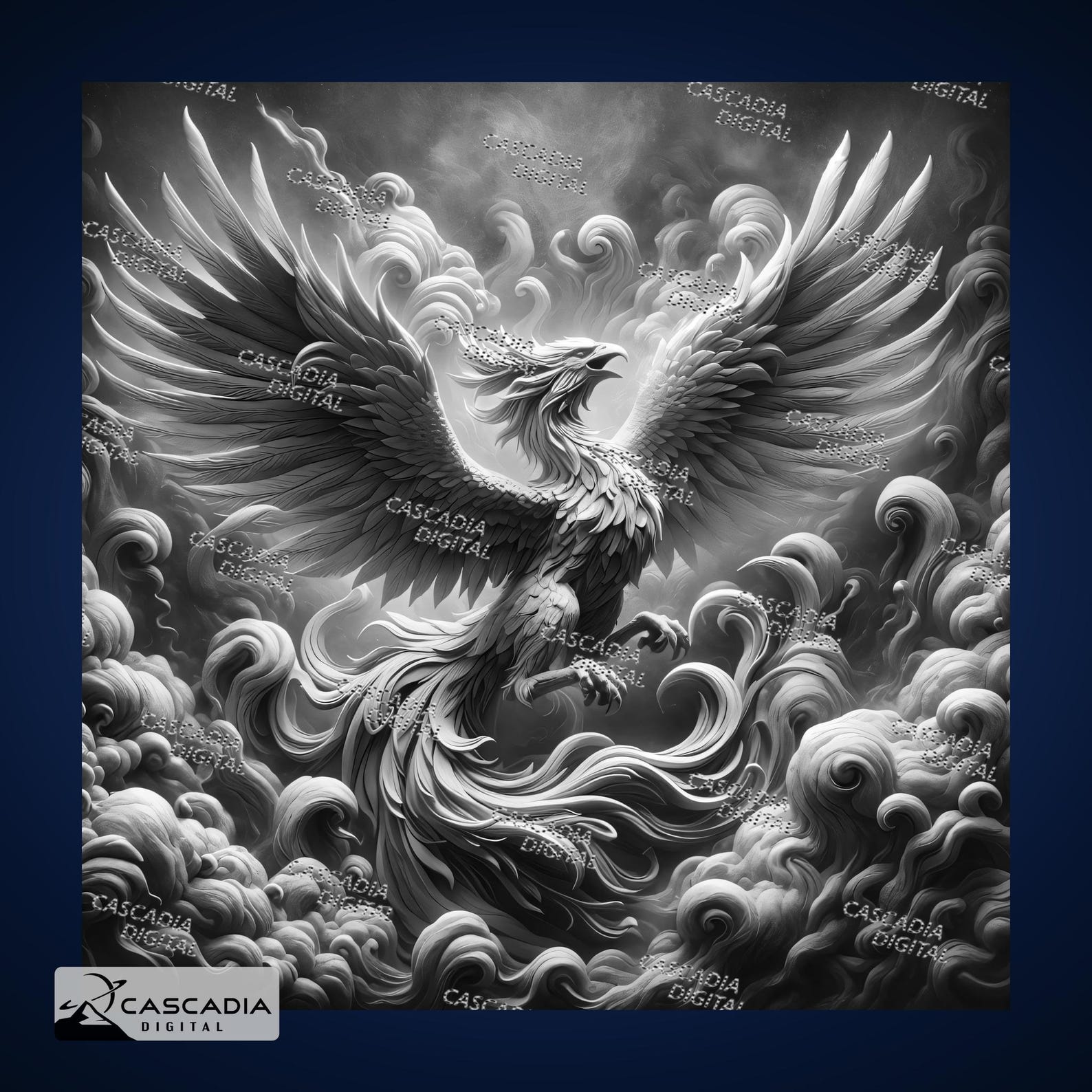 Phoenix Rising - Laser Engrave 4K PNG Image, Depth Map, Wood Slate 3D ...