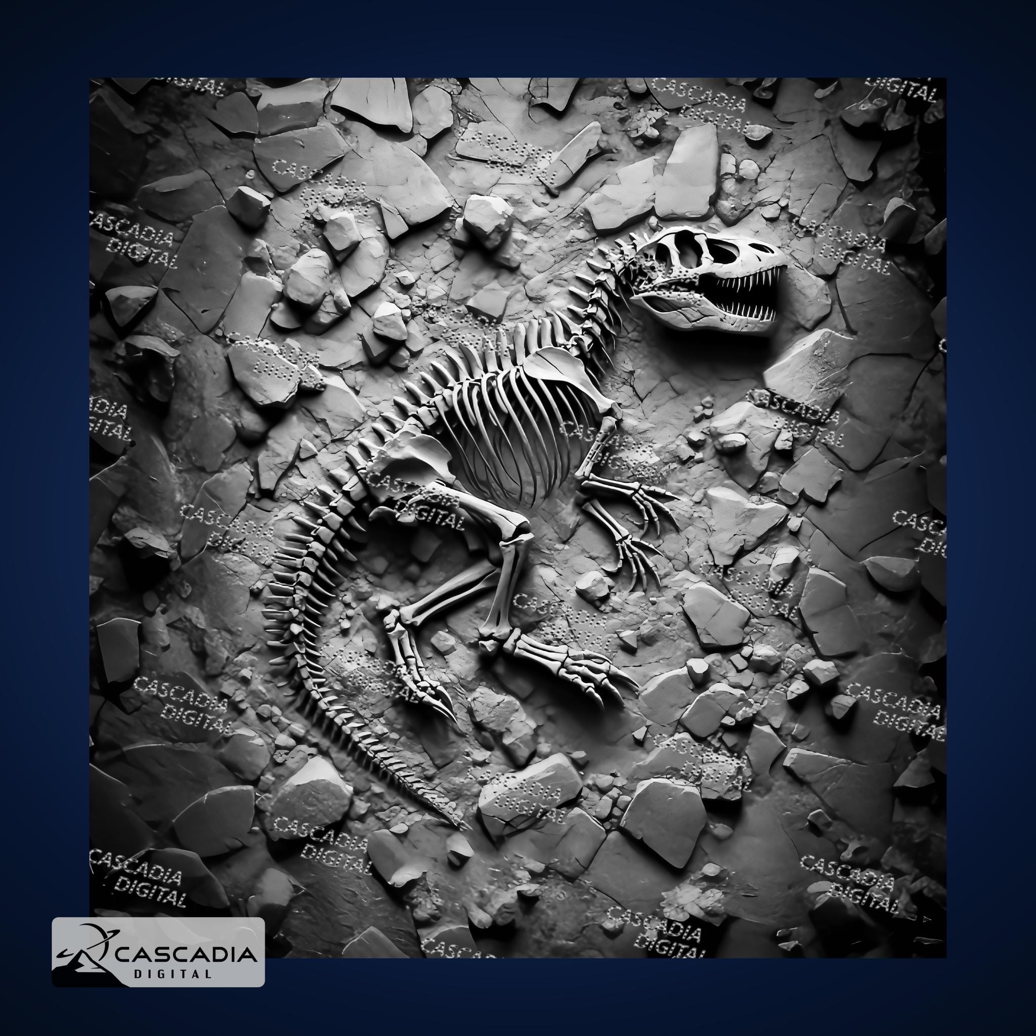 Trex Fossil Full Laser 4K PNG Image, 3D Depth Map, SVG Outline Vector ...