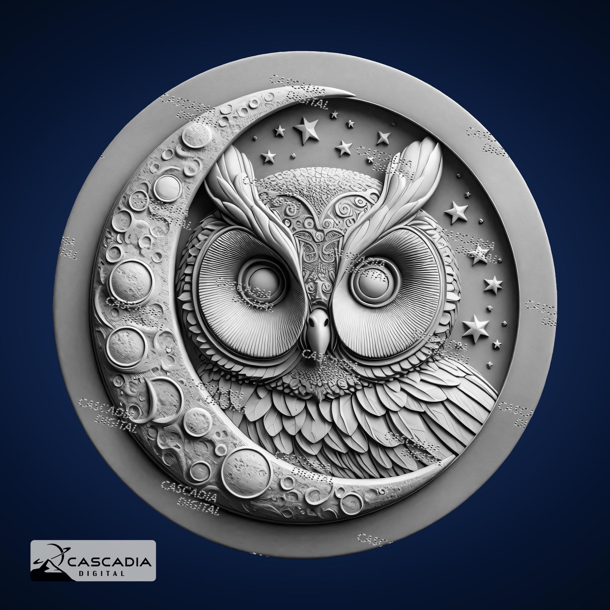 Owl Moon Round Laser Engrave 4K PNG Image, Exact-outline Cut File, 3D ...
