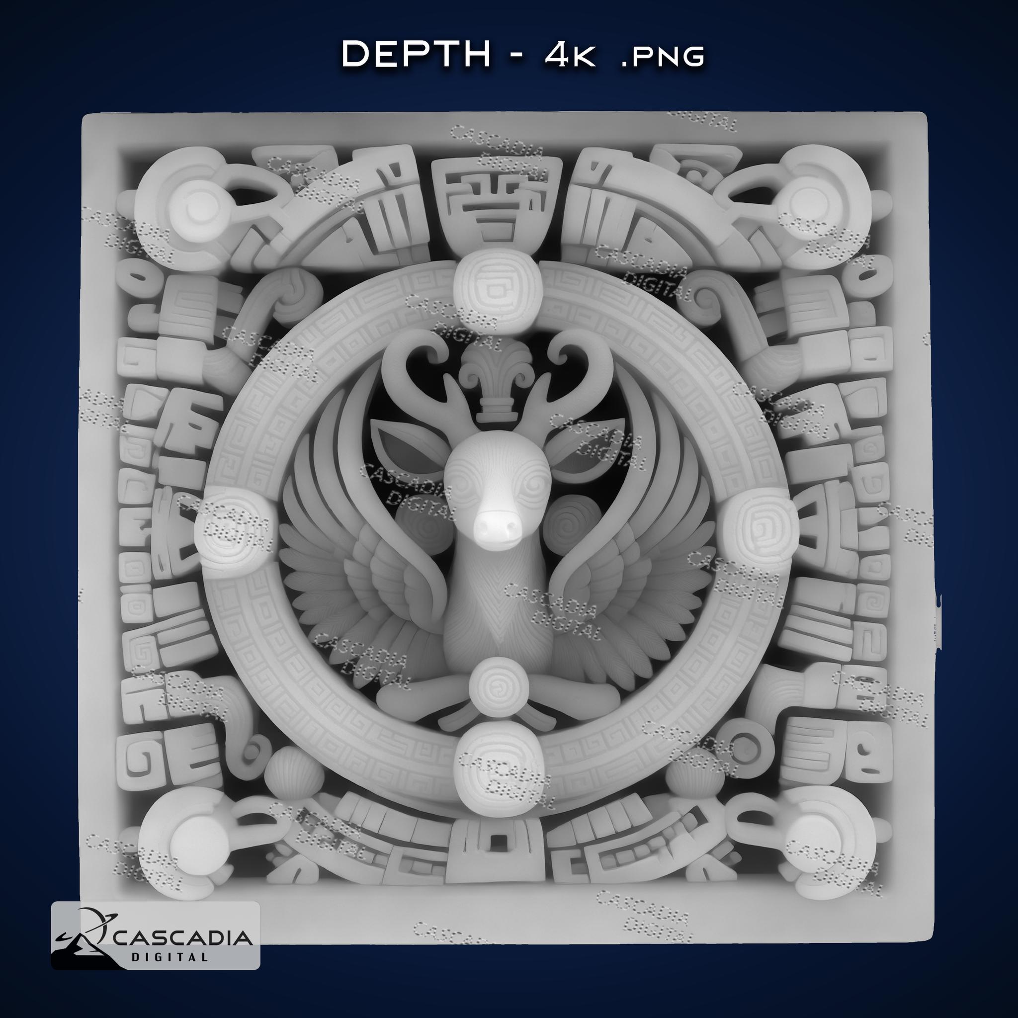 Deer Aztec - Laser PNG, Depth Map, and SVG for Glowforge and Lightburn ...