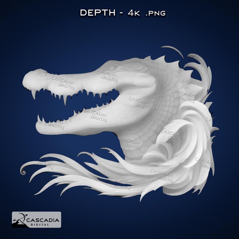 Gator Head - Laser PNG, Depth Map, and SVG for Glowforge and Lightburn ...