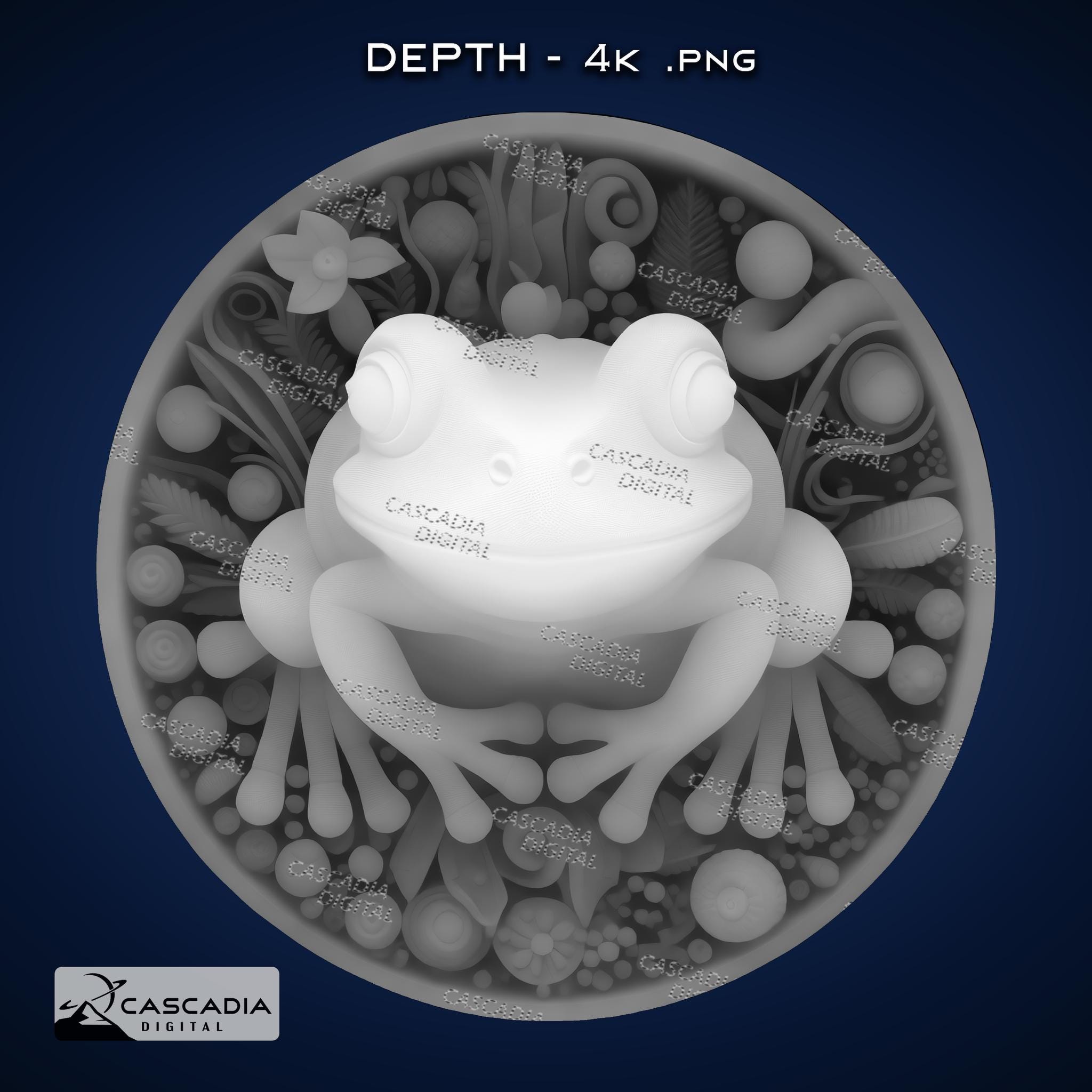 Frog Round - Laser Engrave 4K PNG Image, Depth Map, Exact-outline Cut ...