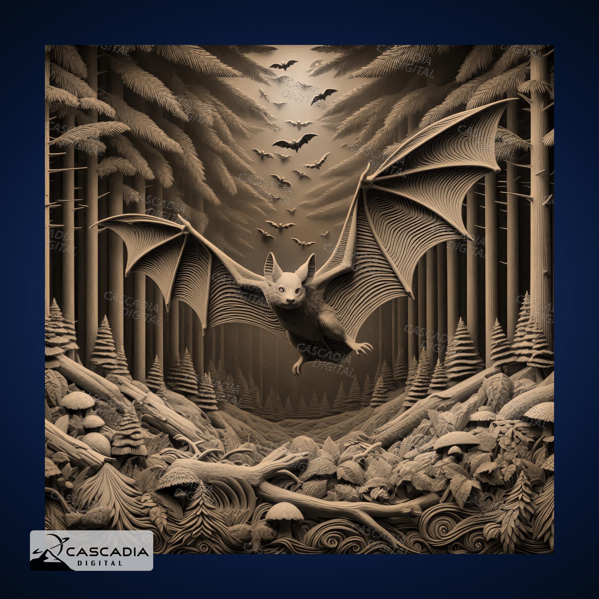 Bats in Forest - Laser PNG and Depth Map for Glowforge and Lightburn - Etsy