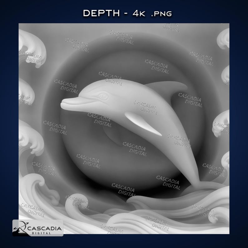 Dolphin Sun - Laser Engrave 4K PNG Image, Depth Map, Wood Slate 3D ...