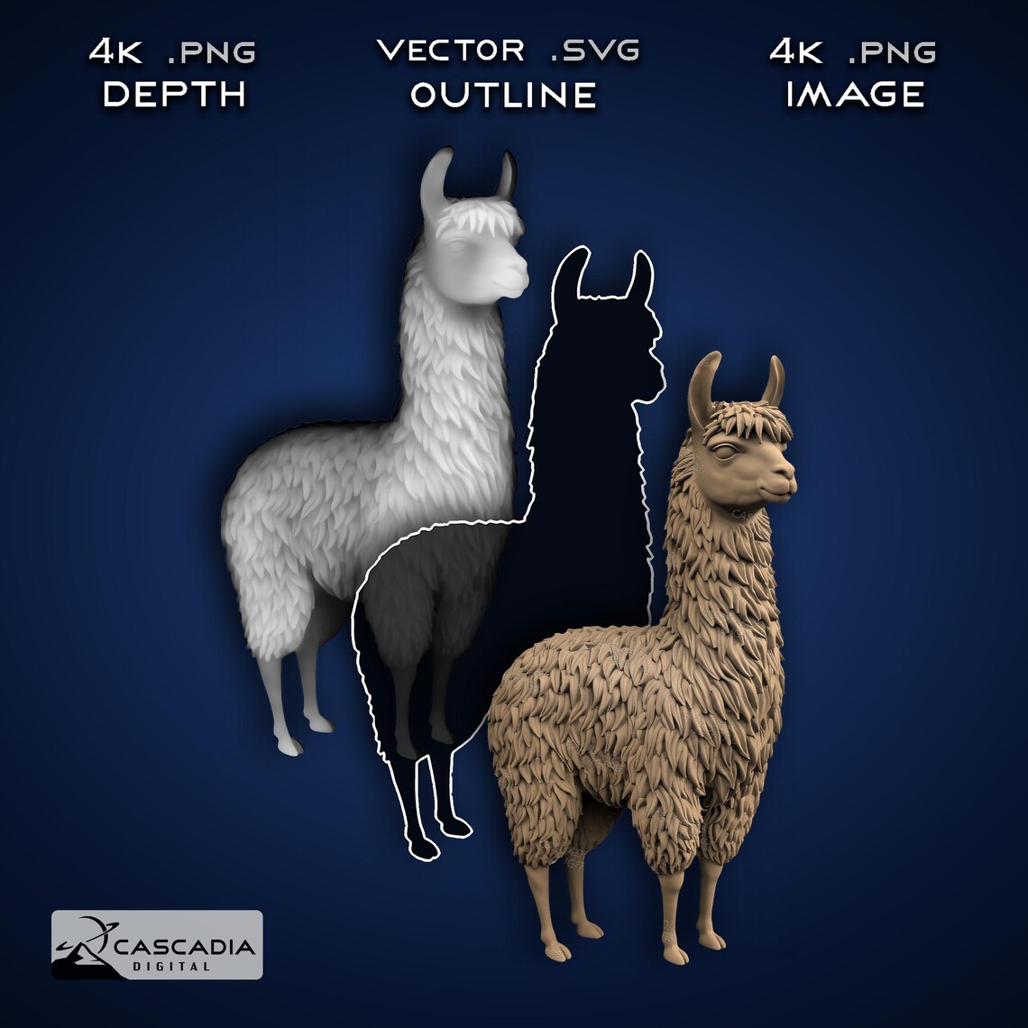 Llama Alpaca - Laser PNG, Depth Map, and SVG for Glowforge and ...