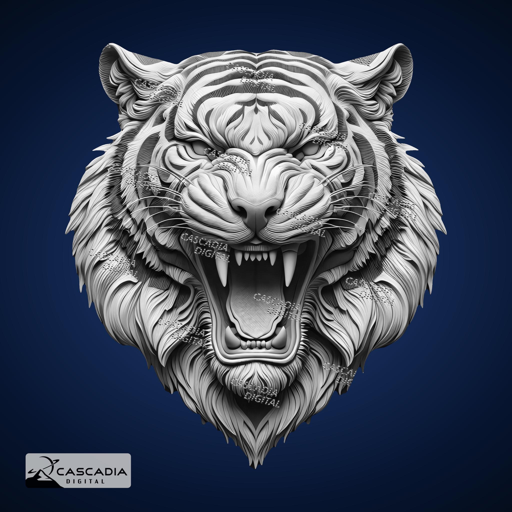 Tiger Head Laser 4K PNG Image, 3D Depth Map, SVG Outline Vector Path ...