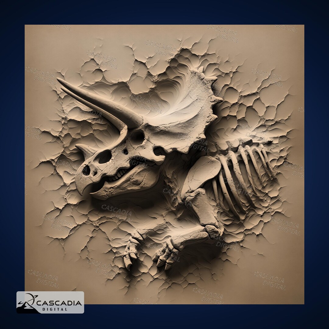 Triceratops Fossil Upper Body - Laser PNG and Depth Map for Glowforge ...
