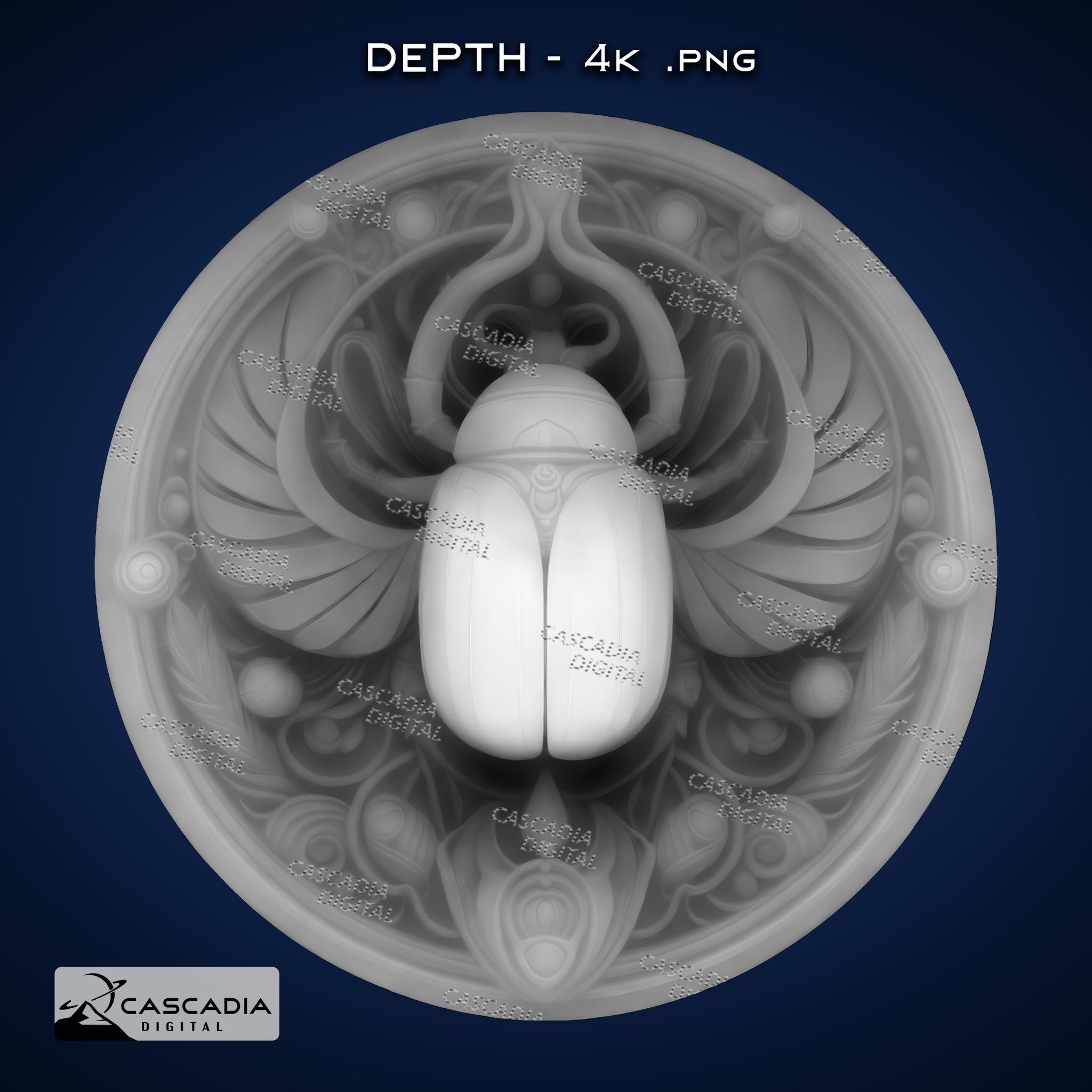 Scarab Egyptian Round - Laser Engrave 4K PNG Image, Depth Map, Exact ...