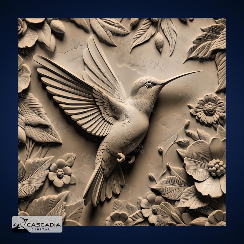 Hummingbird Flowers - Laser PNG and Depth Map for Glowforge and ...