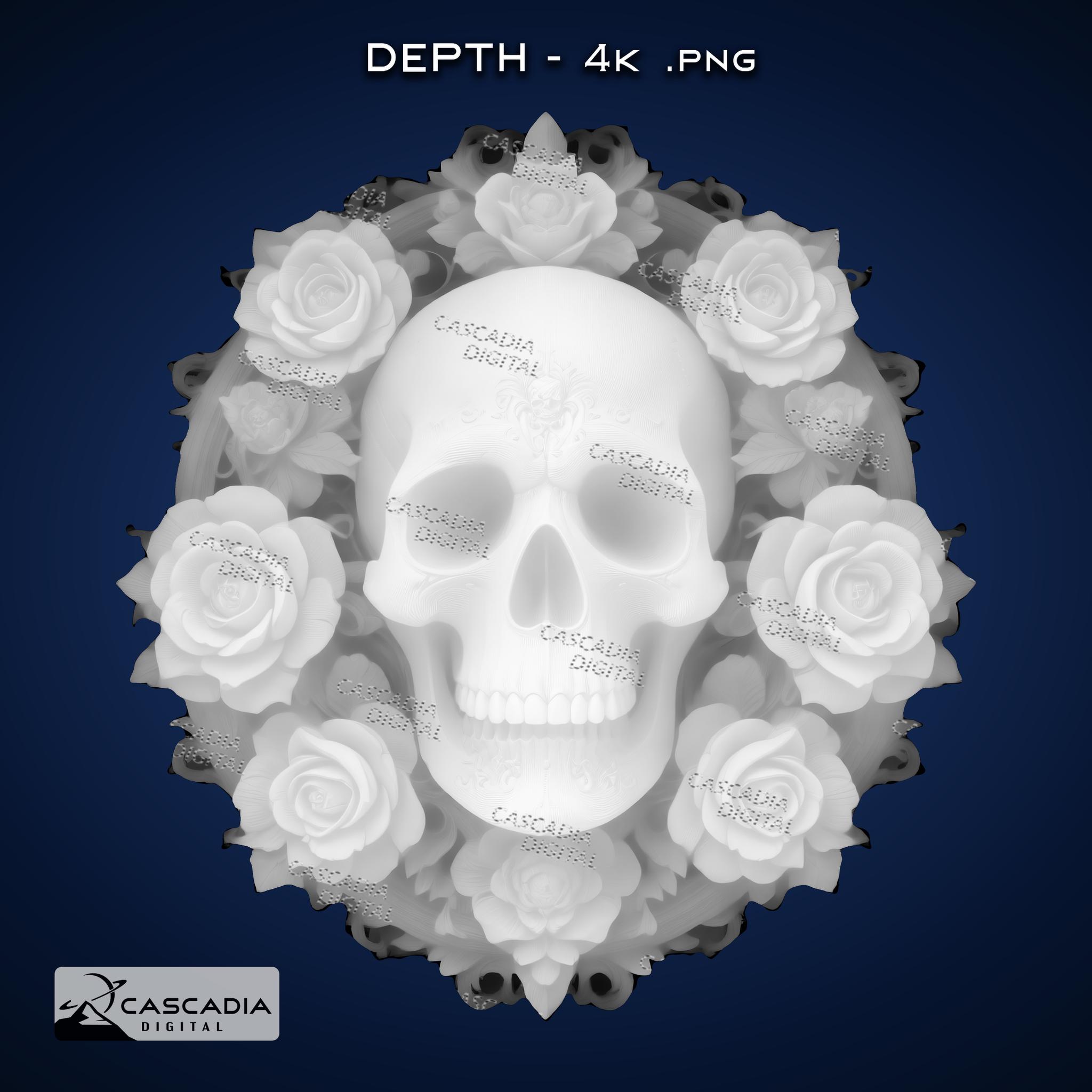 Skull Round - Laser PNG, Depth Map, and SVG for Glowforge and Lightburn ...