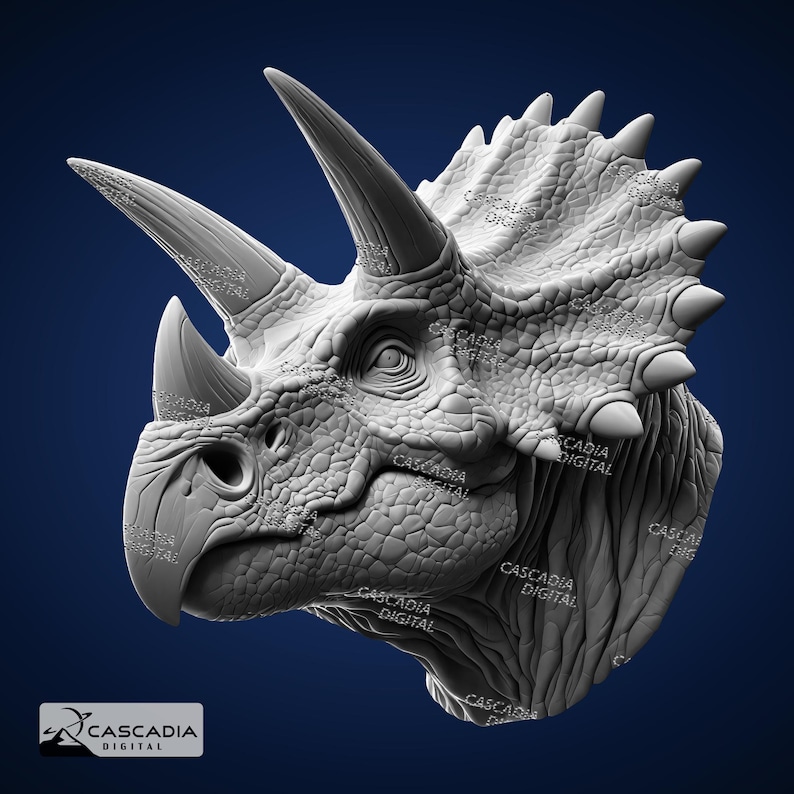 Triceratops Head - Laser Engrave 4K PNG Image, Depth Map, Exact-outline ...