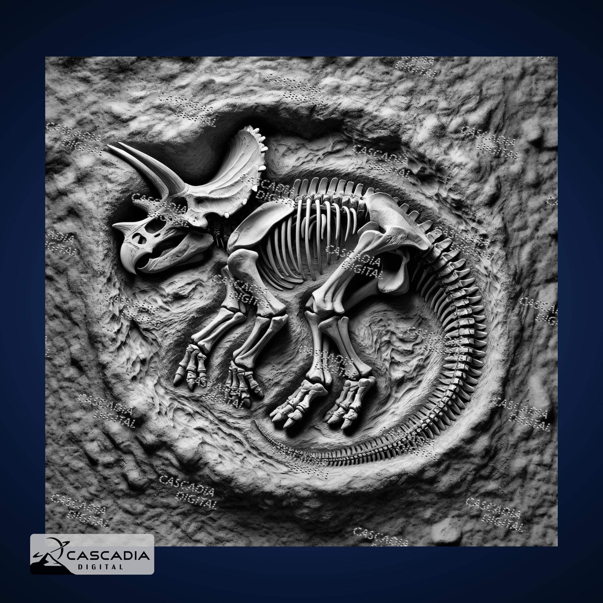 Triceratops Fossil Full - Laser PNG and Depth Map for Glowforge and ...