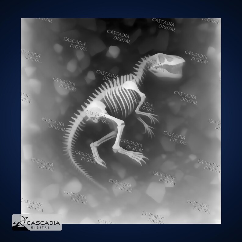 Trex Fossil Full Laser 4K PNG Image, 3D Depth Map, SVG Outline Vector ...