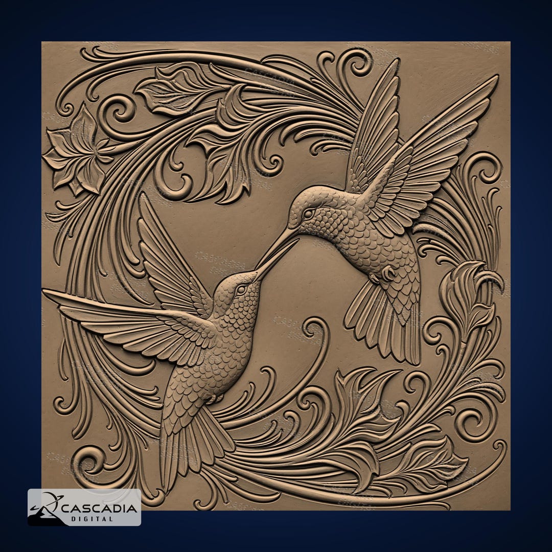 Hummingbirds Swirling Flight - Laser PNG and Depth Map for Glowforge ...