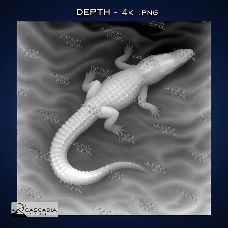 Gator - Laser Engrave 4K PNG Image, Depth Map, Wood Slate 3D Illusion ...