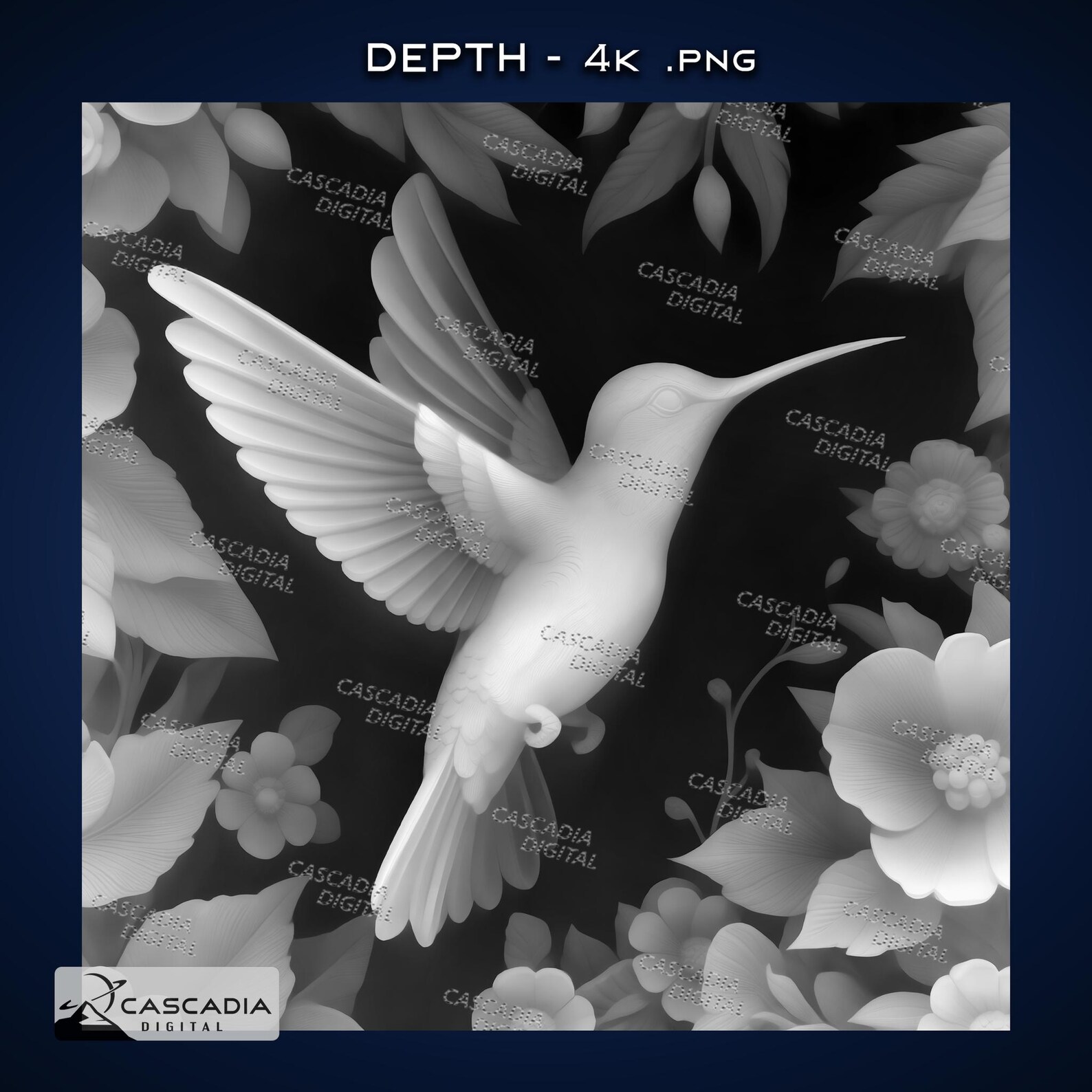 Hummingbird Flowers - Laser PNG and Depth Map for Glowforge and ...