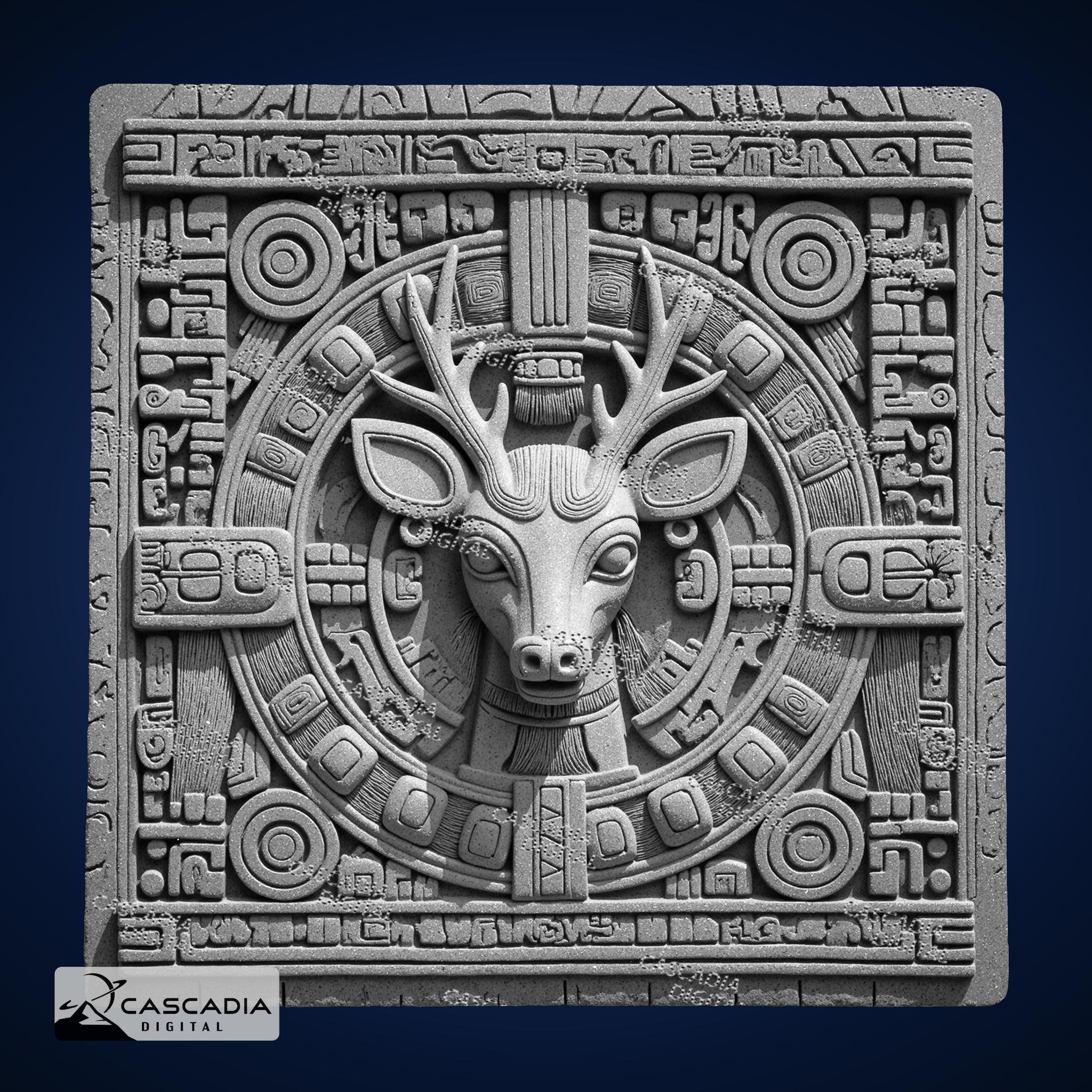 Deer Aztec - Laser PNG, Depth Map, and SVG for Glowforge and Lightburn ...