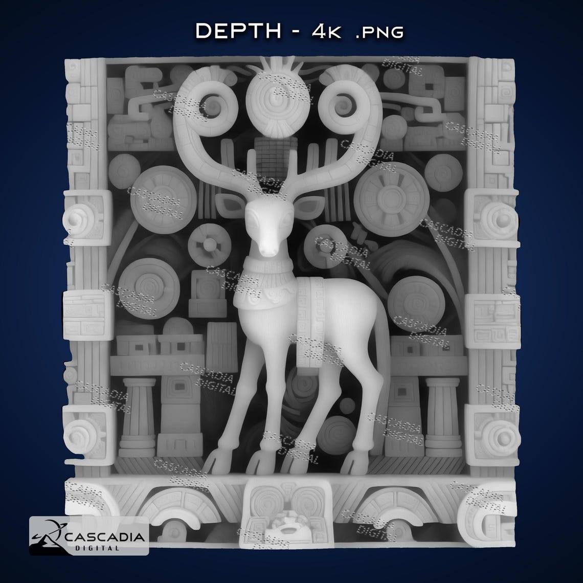 Deer Aztec - Laser PNG, Depth Map, and SVG for Glowforge and Lightburn ...