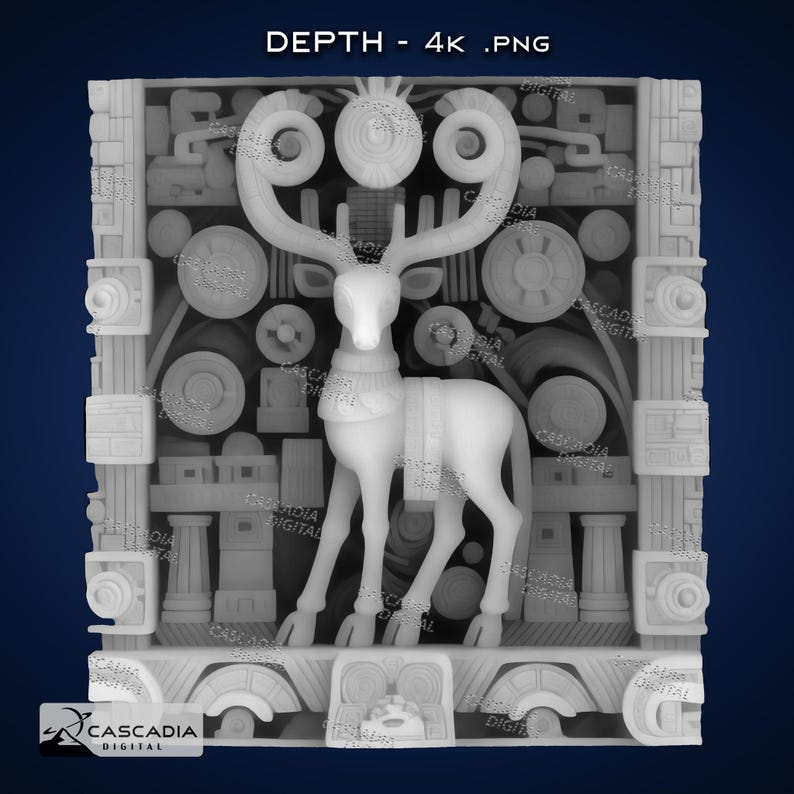 Deer Aztec - Laser PNG, Depth Map, and SVG for Glowforge and Lightburn ...