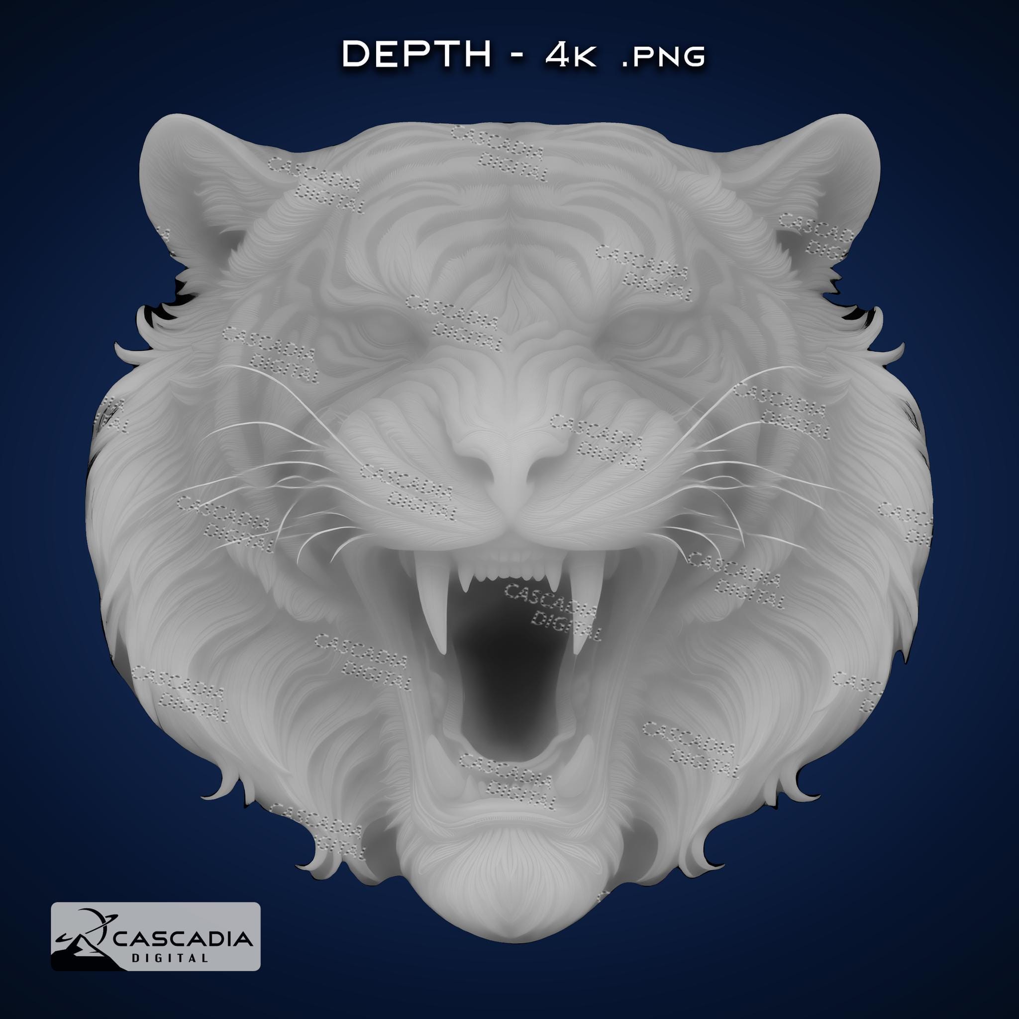 Tiger Head - Laser PNG, Depth Map, and SVG for Glowforge and Lightburn ...
