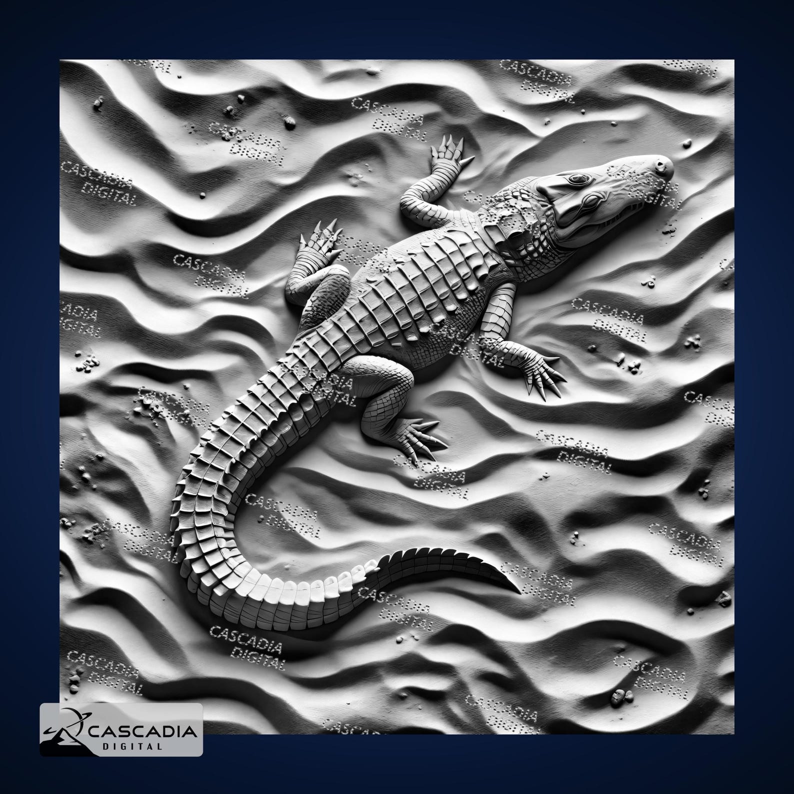 Gator - Laser Engrave 4K PNG Image, Depth Map, Wood Slate 3D Illusion ...