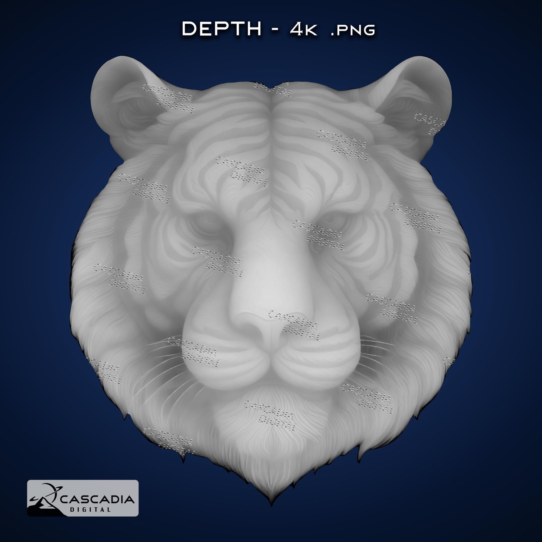 Tiger Head - Laser PNG, Depth Map, and SVG for Glowforge and Lightburn ...
