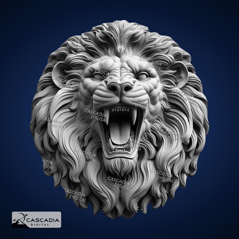 Lion Head - Laser Engrave 4K PNG Image, Depth Map, Exact-outline Cut ...