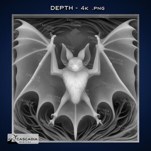 Bat - Laser Engrave 4K PNG Image, Depth Map, Wood Slate 3D Illusion ...
