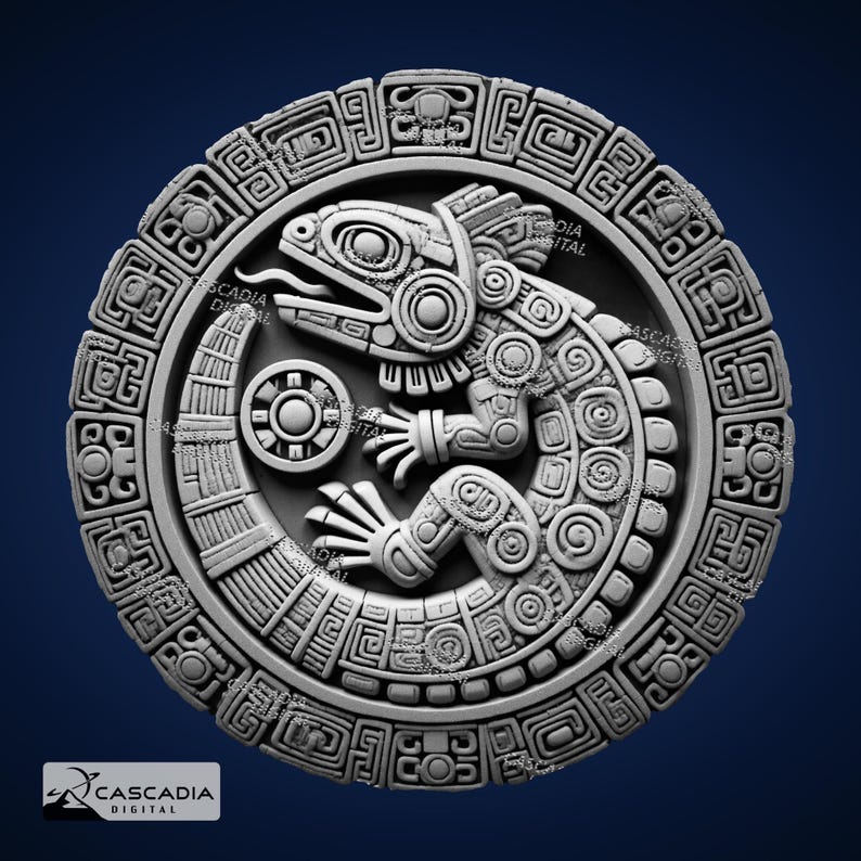 Lizard Round Aztec - Laser PNG, Depth Map, and SVG for Glowforge and ...
