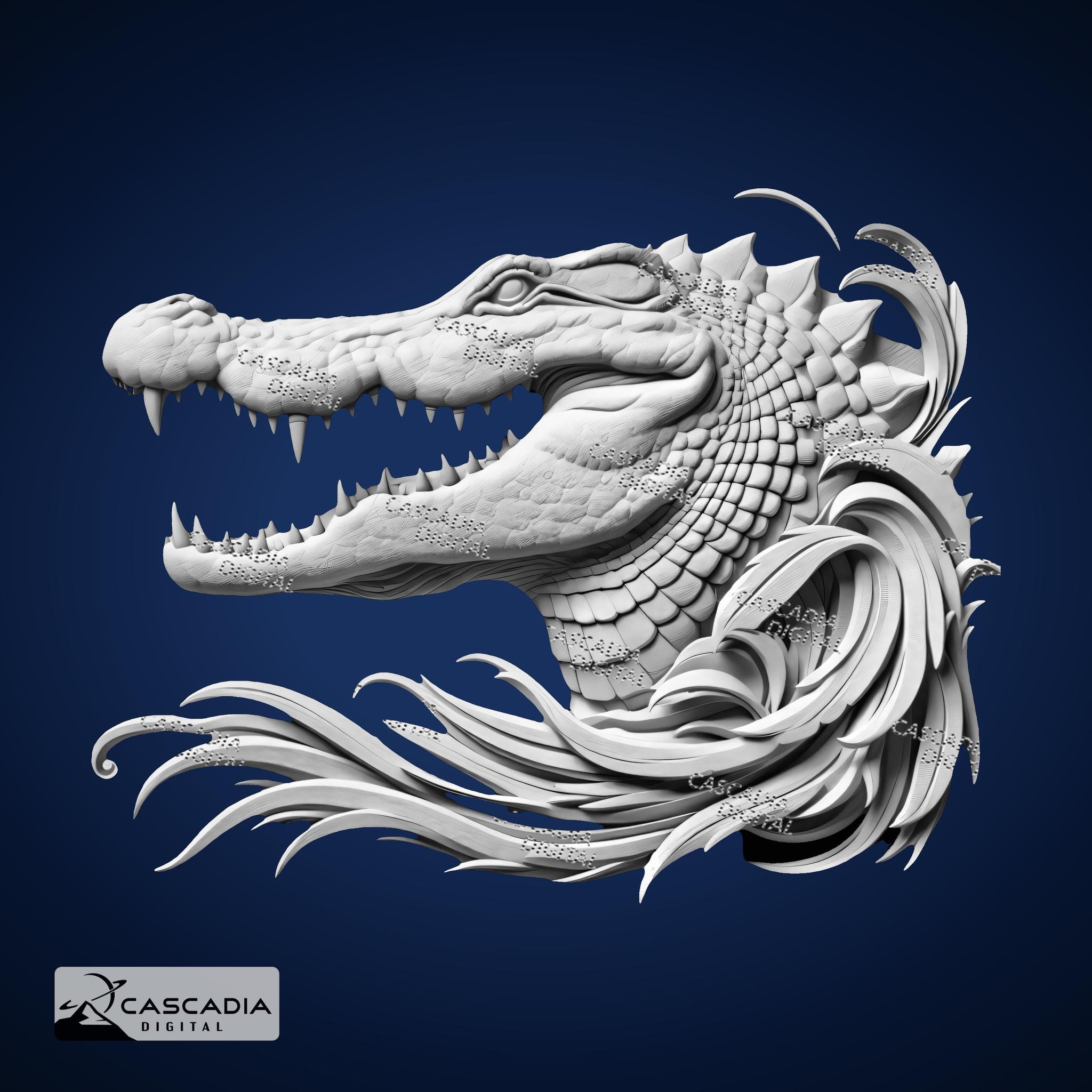 Gator Head - Laser Engrave 4K PNG Image, Depth Map, Exact-outline Cut ...