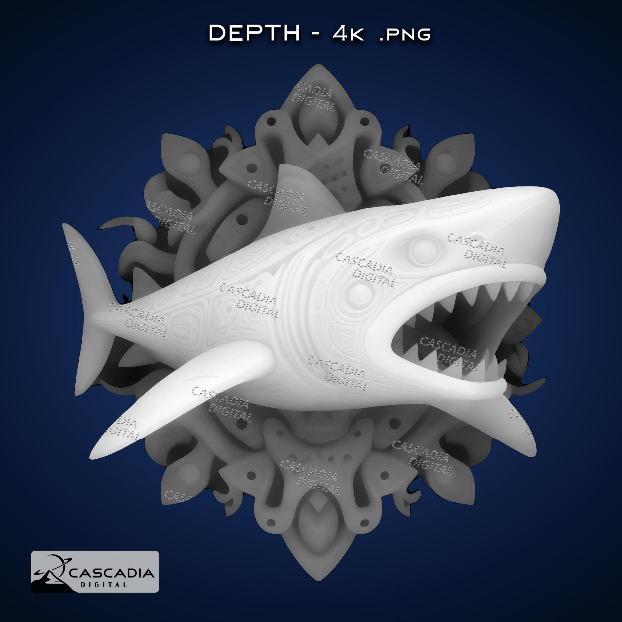 Shark Native Inuit - Laser PNG, Depth Map, and SVG for Glowforge and ...