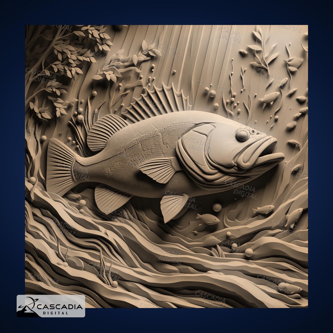 Largemouth Bass Laser 4K PNG Image, 3D Depth Map, SVG Outline Vector ...