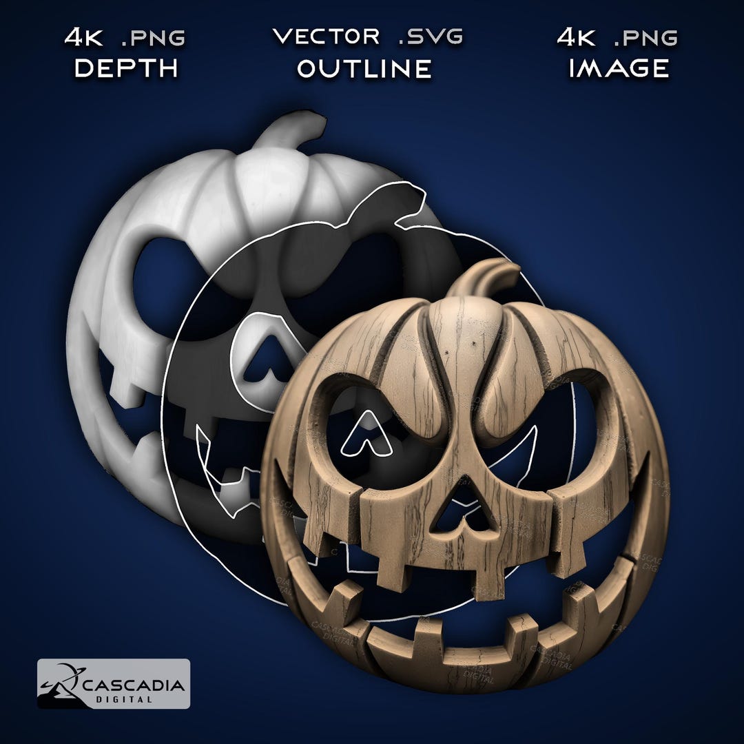 Jack-o-lantern Face - Laser Engrave 4K PNG Image, Depth Map, Exact ...