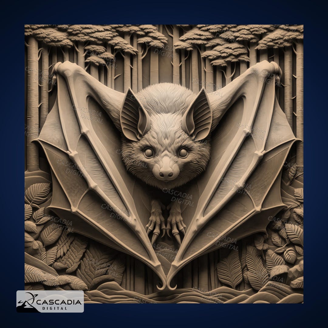 Bat Trees - Laser Engrave 4K PNG Image, Depth Map, Wood Slate 3D ...