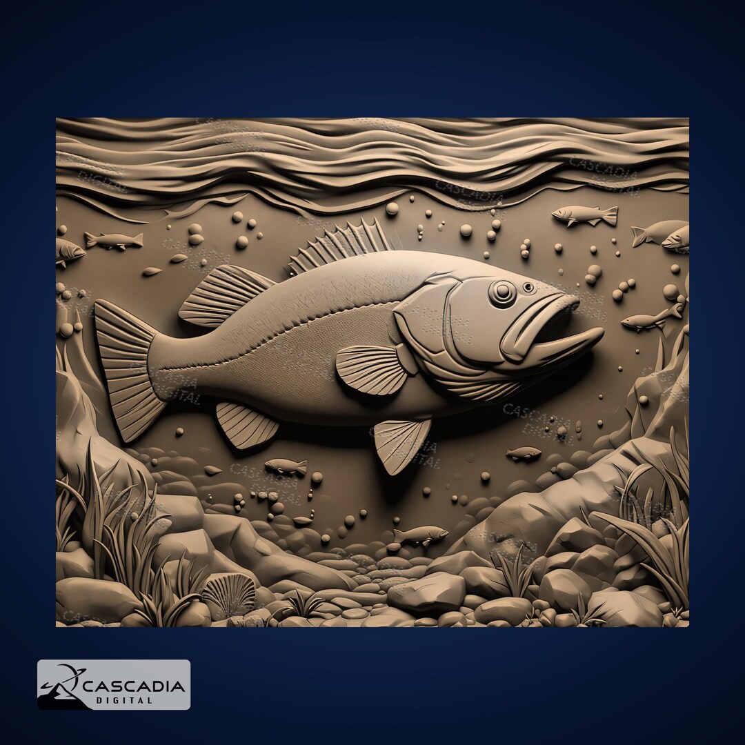 Large Mouth Bass - Laser PNG and Depth Map for Glowforge and Lightburn ...