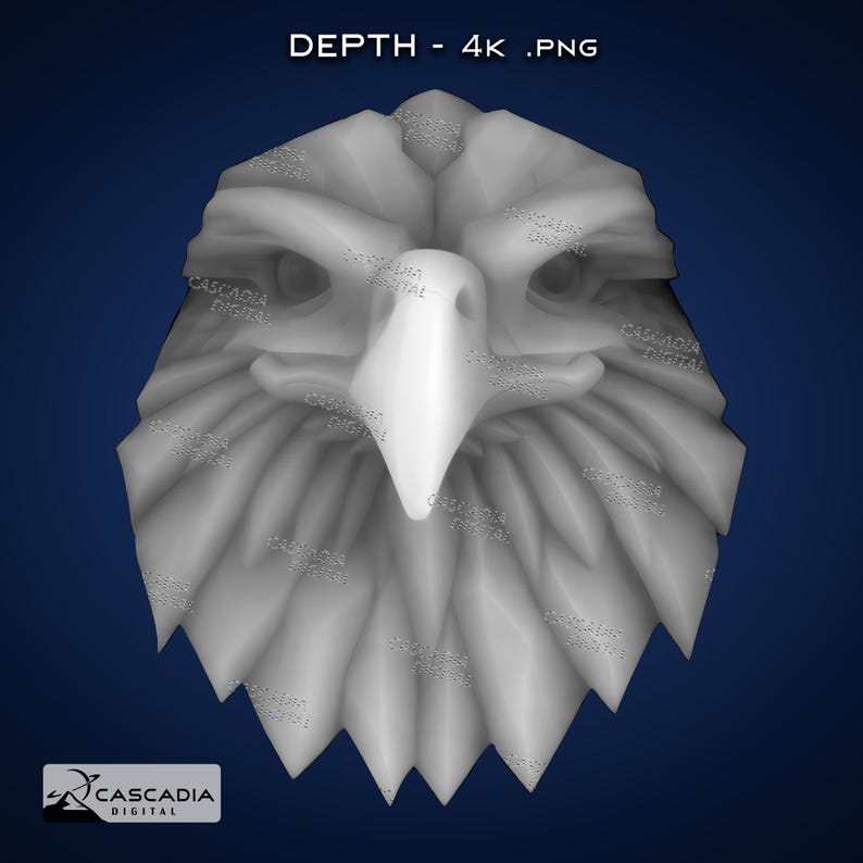 Bald Eagle Head - Laser Engrave 4K PNG Image, Depth Map, Exact-outline ...