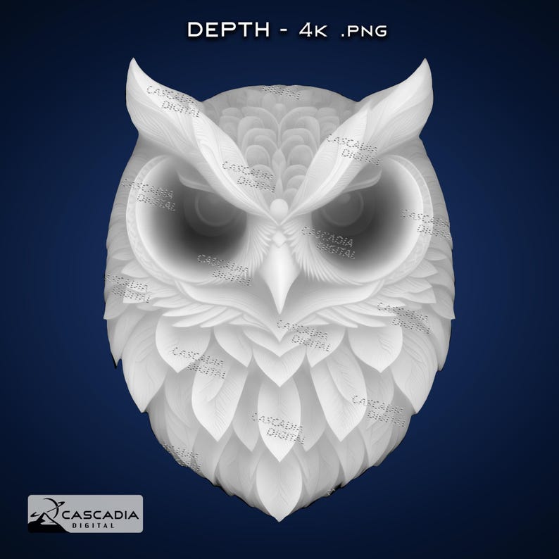 Owl - Laser Engrave 4K PNG Image, Depth Map, Exact-outline Cut File, 3D ...