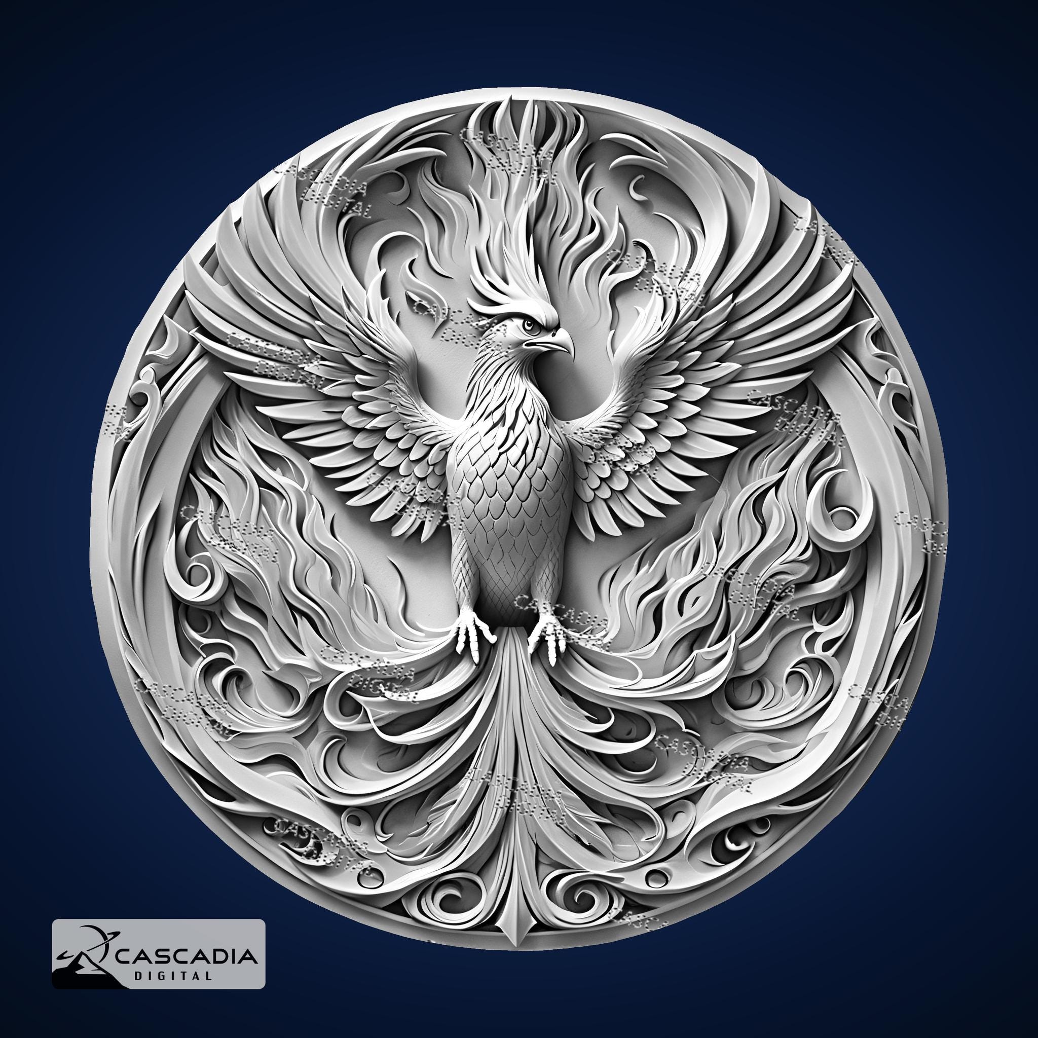 Phoenix Round - Laser PNG, Depth Map, and SVG for Glowforge and ...