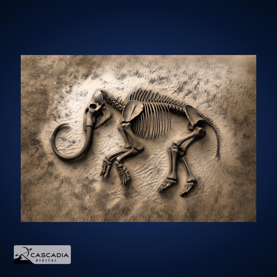 Woolly Mammoth Fossil Full - Laser PNG and Depth Map for Glowforge and ...