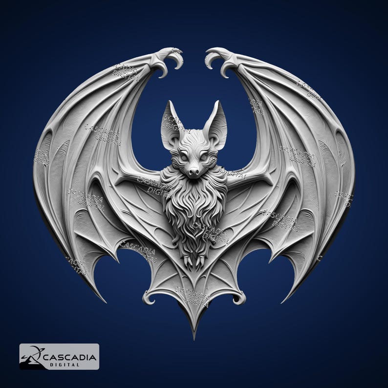Bat - Laser Engrave 4K PNG Image, Depth Map, Exact-outline Cut File, 3D ...
