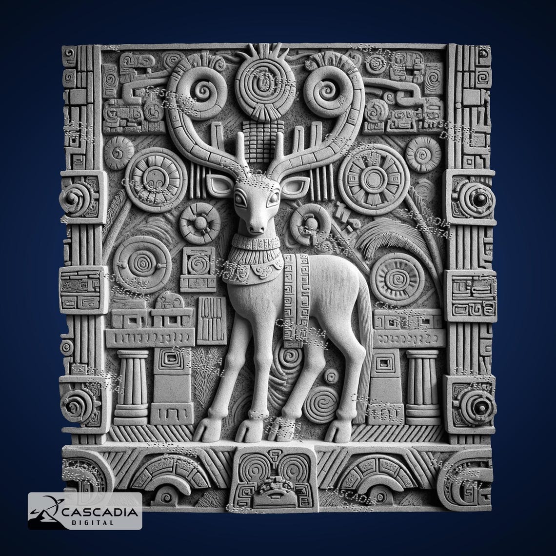 Deer Aztec - Laser PNG, Depth Map, and SVG for Glowforge and Lightburn ...