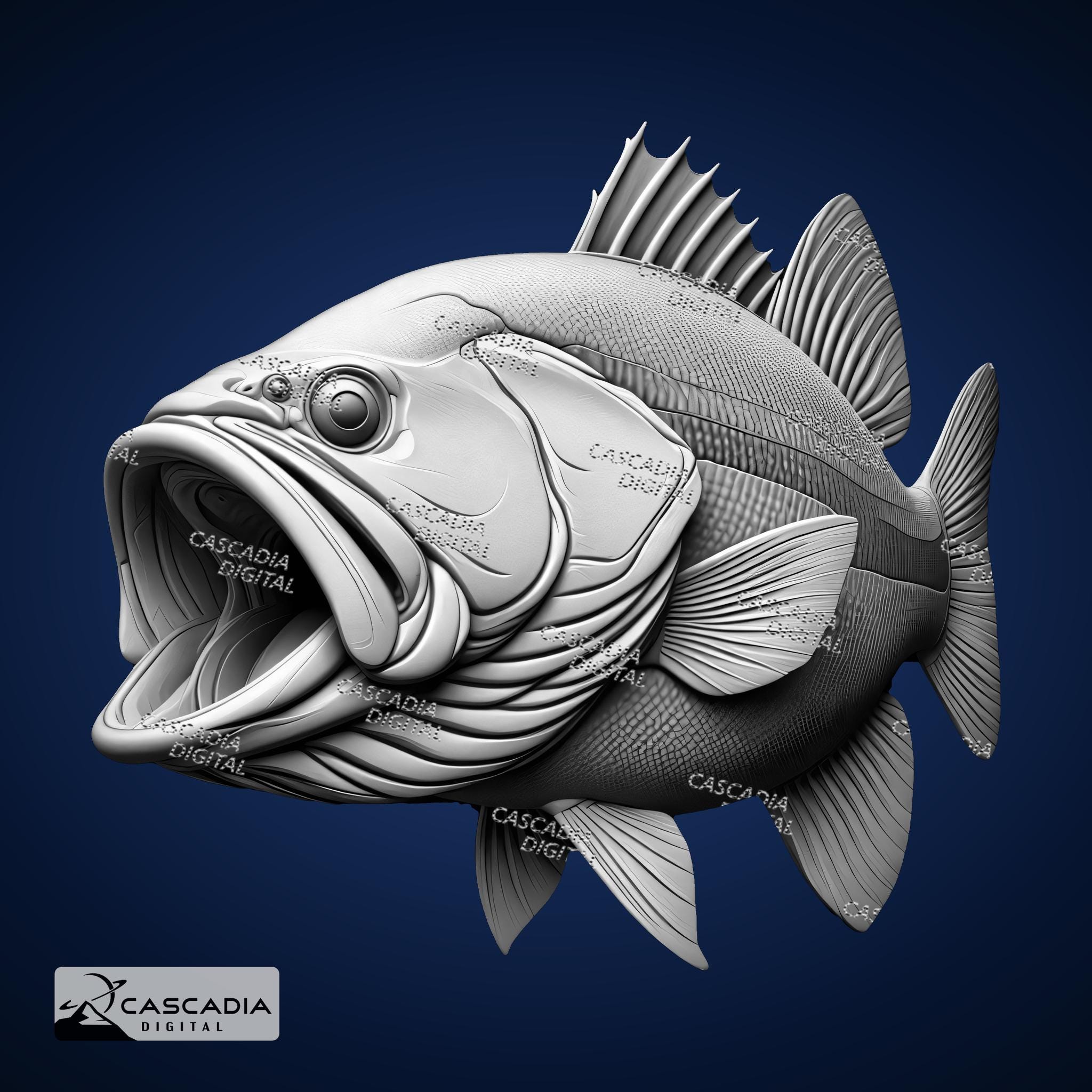 Large Mouth Bass - Laser PNG, Depth Map, and SVG for Glowforge and ...