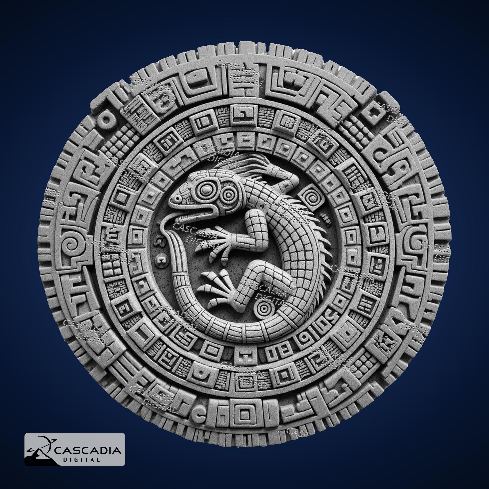 Lizard Aztec Round - Laser PNG, Depth Map, and SVG for Glowforge and ...