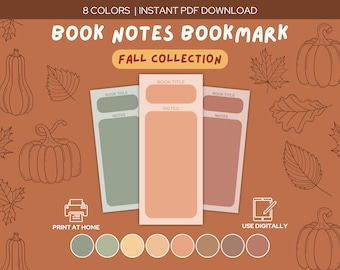 Book Notes Bookmarks | Printable PDF, Colorful Annotating Bookmark ...