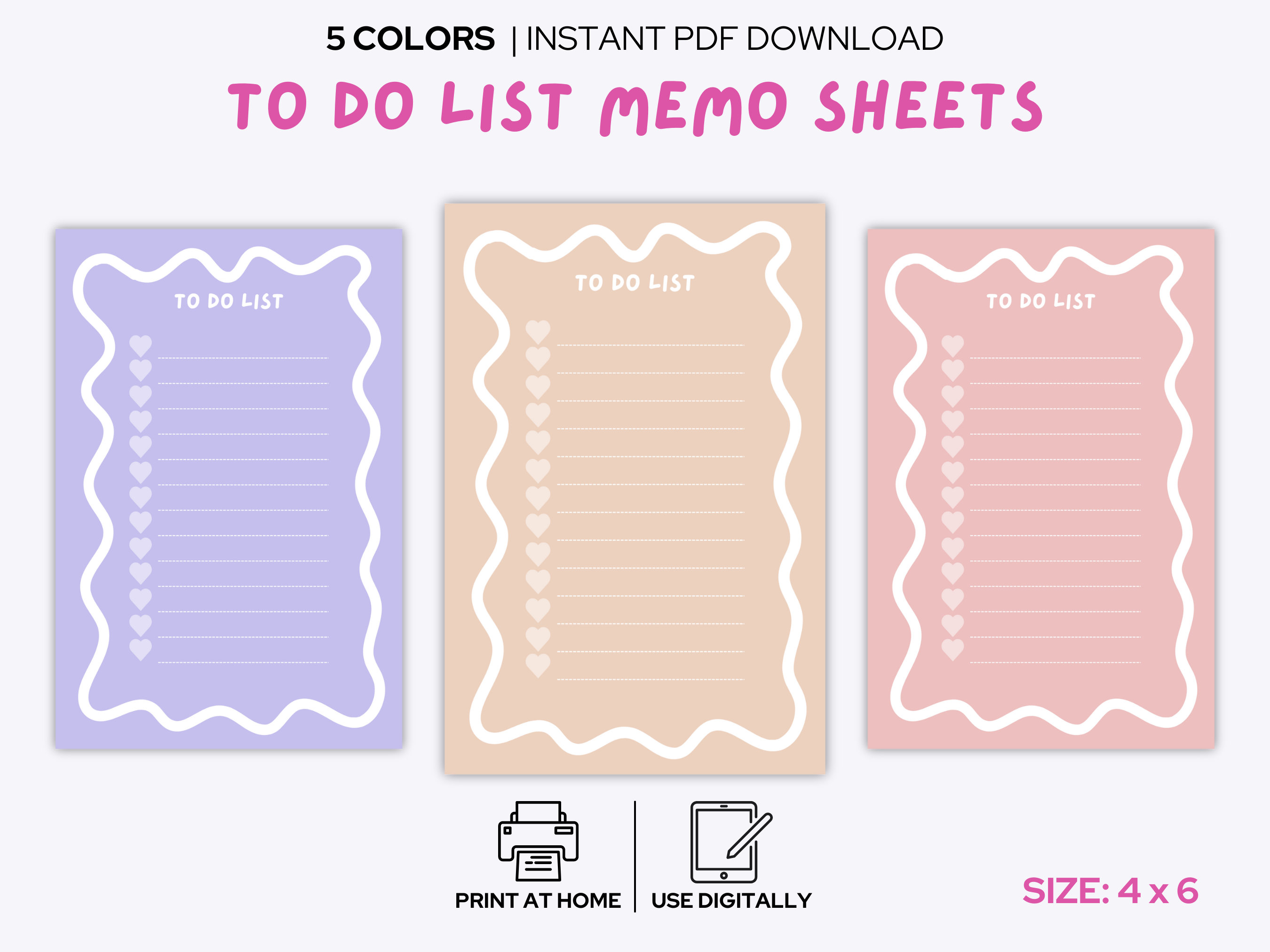 To Do List Memo Sheets 4 X 6 | Printable PDF, Colorful Errands, Chores ...